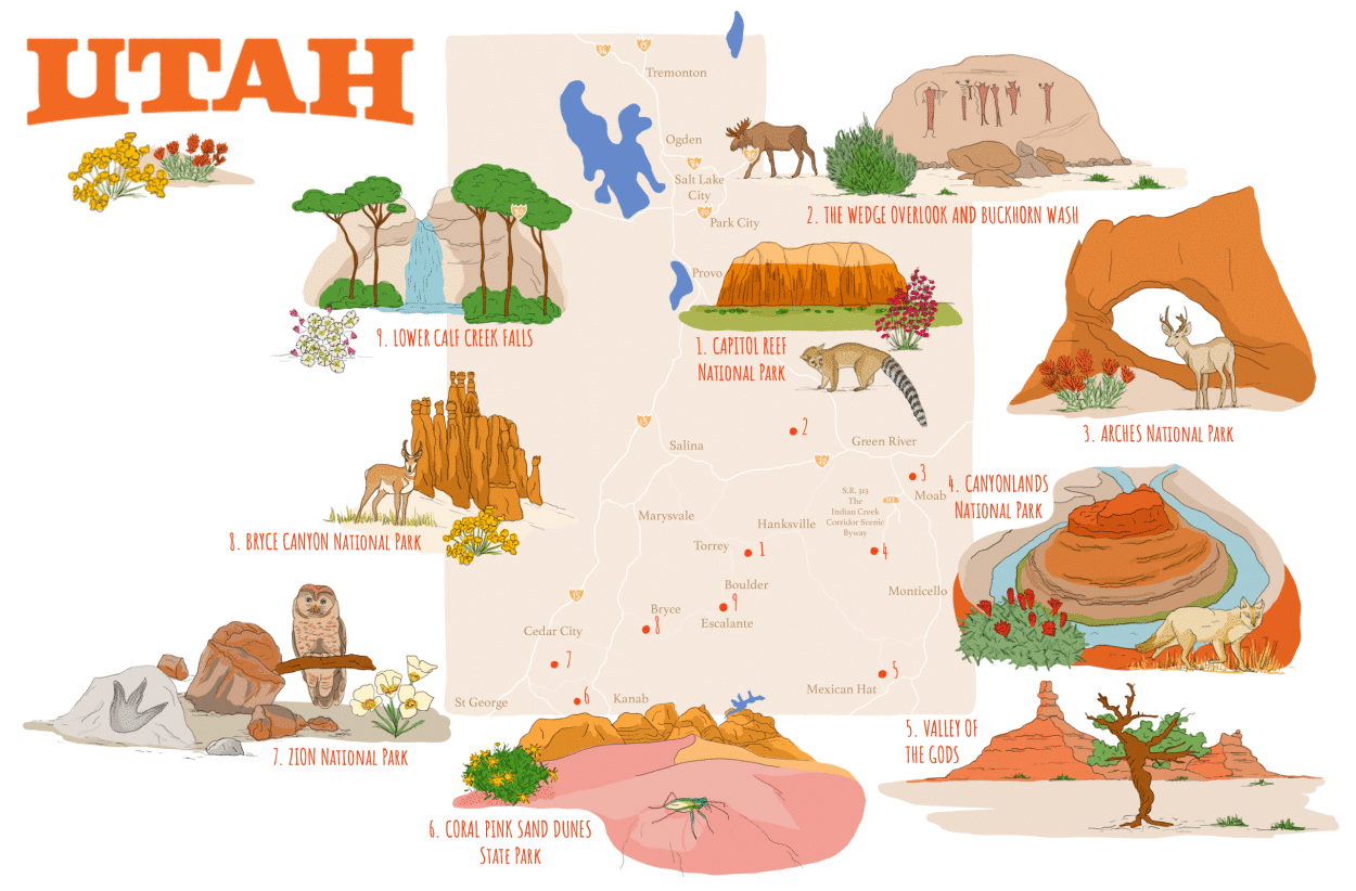 Utah National Parks - Claire Rollet illustrator