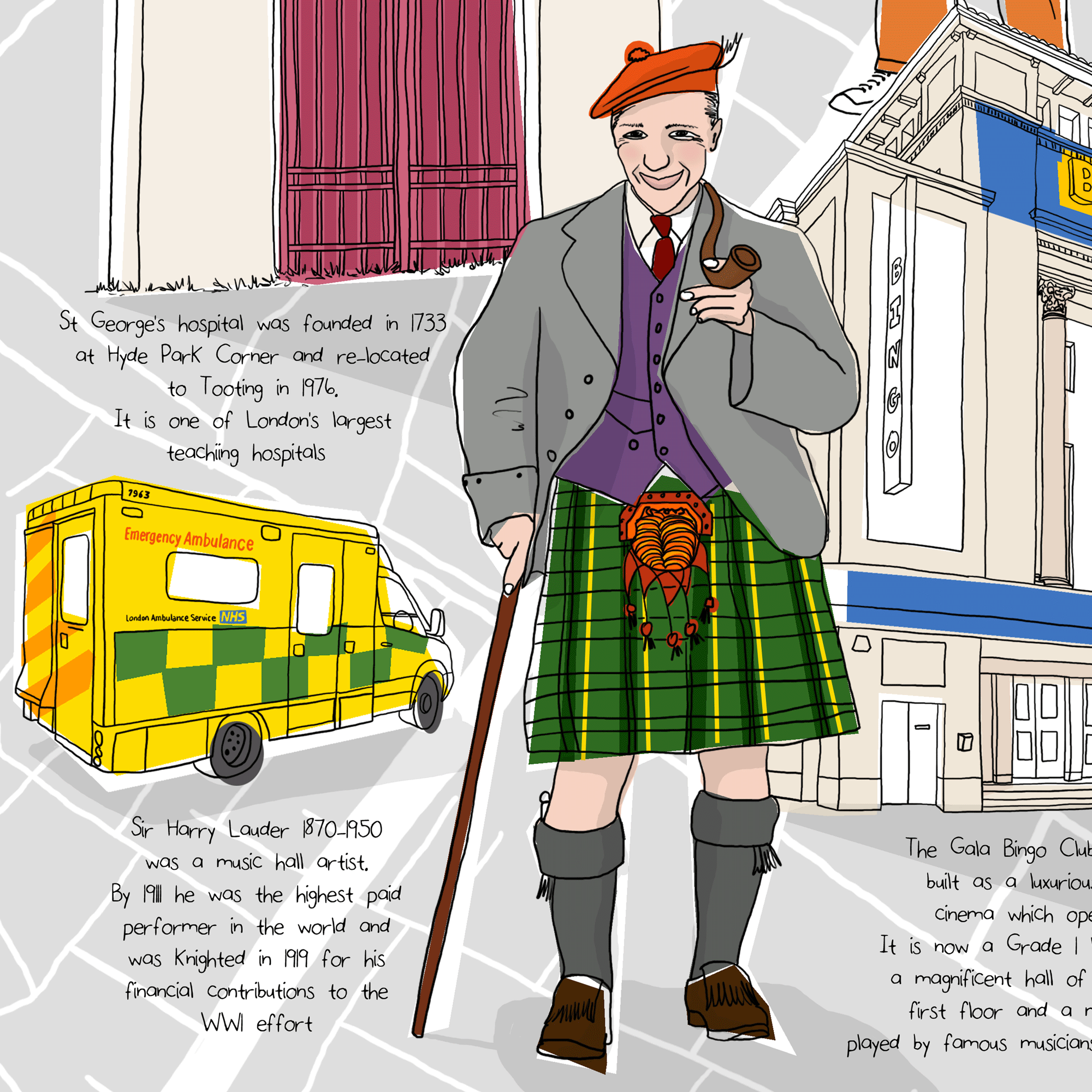 Tooting broadway Map - Claire Rollet illustrator