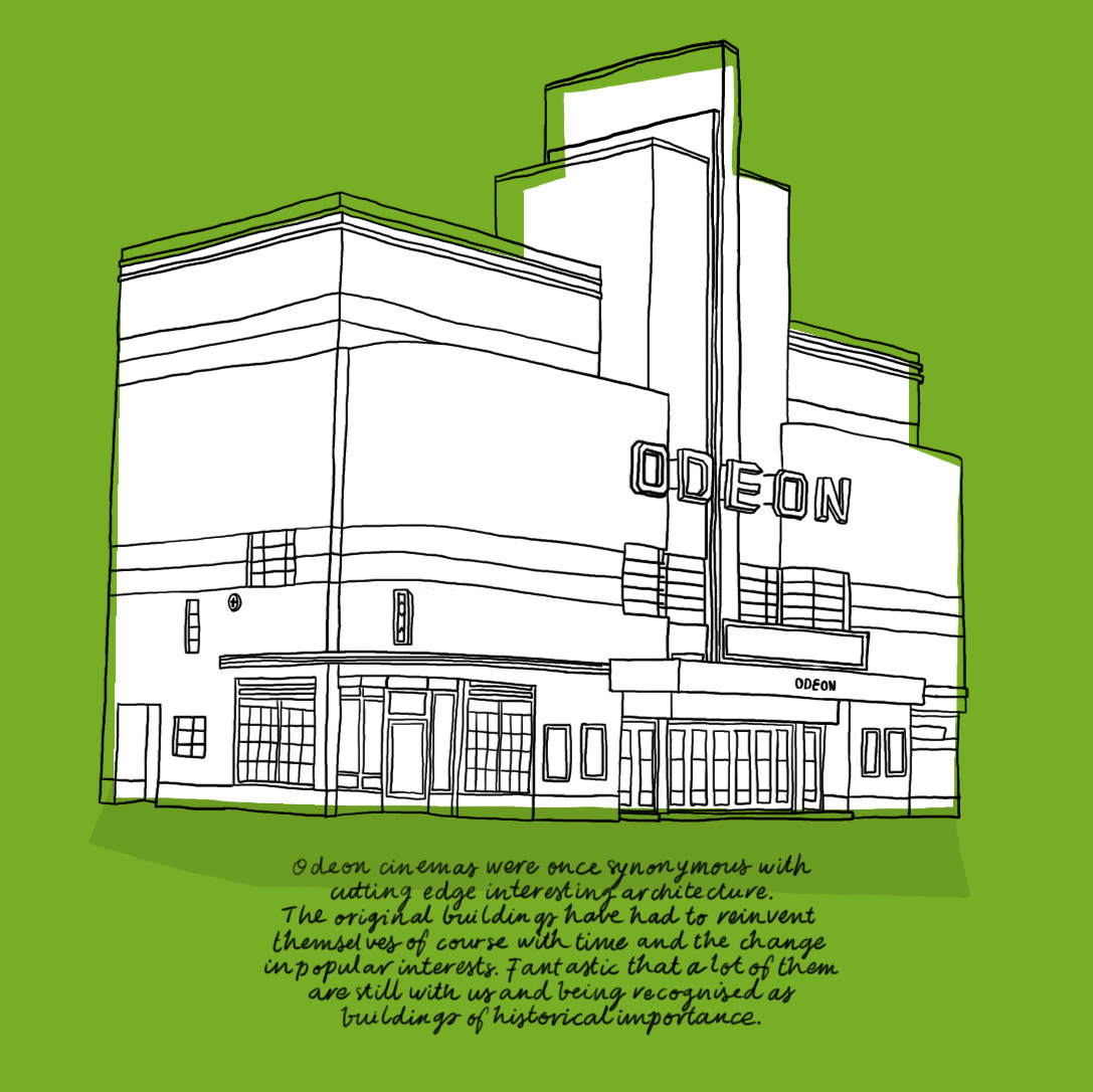 Old Odeon Cinema Architecture, Balham - Claire Rollet illustrator