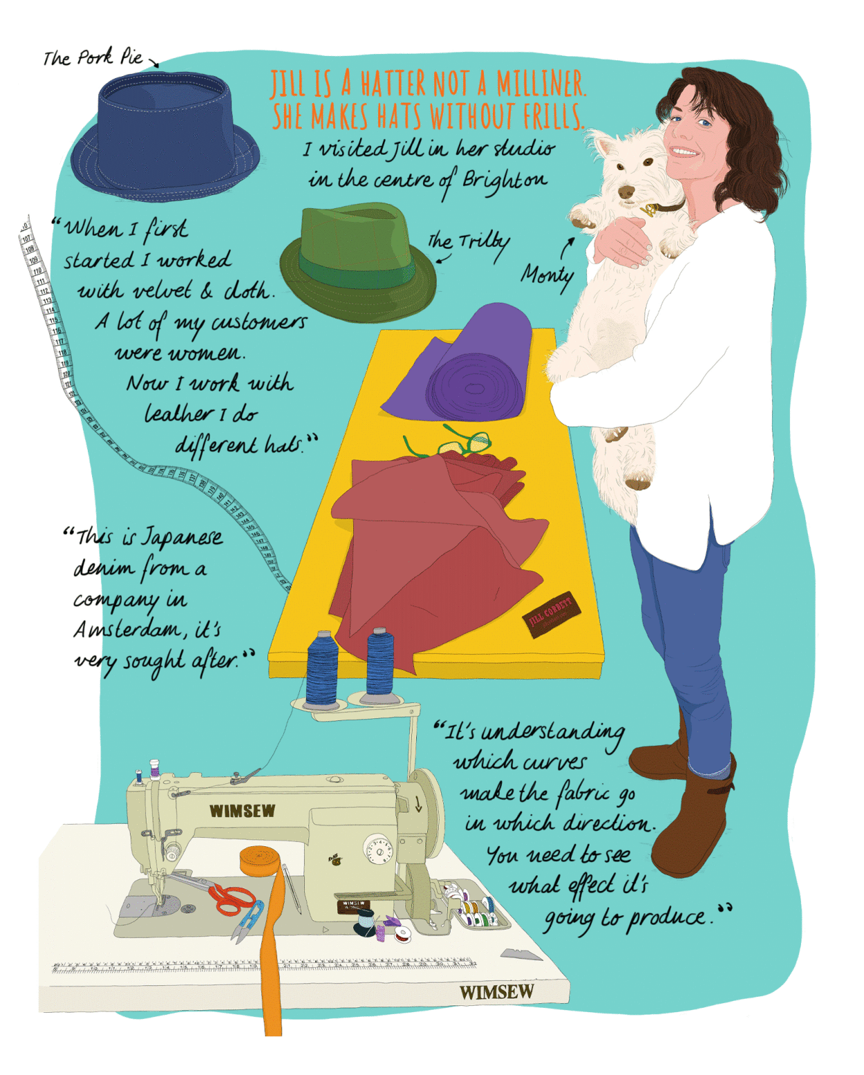 Reportage illustration portrait of Jill Corbett - Claire Rollet illustrator