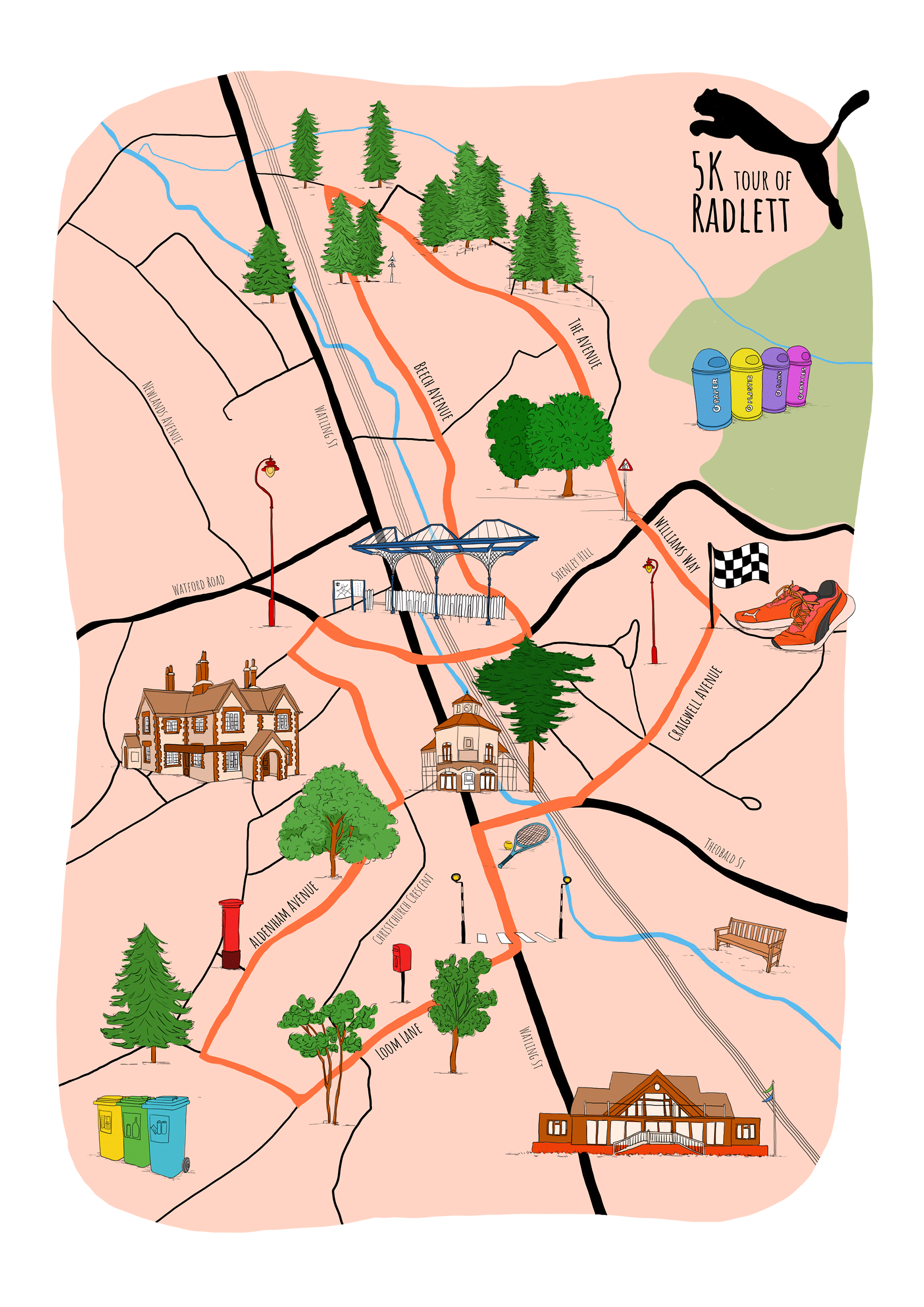 Best running route in Radlett - Claire Rollet illustrator