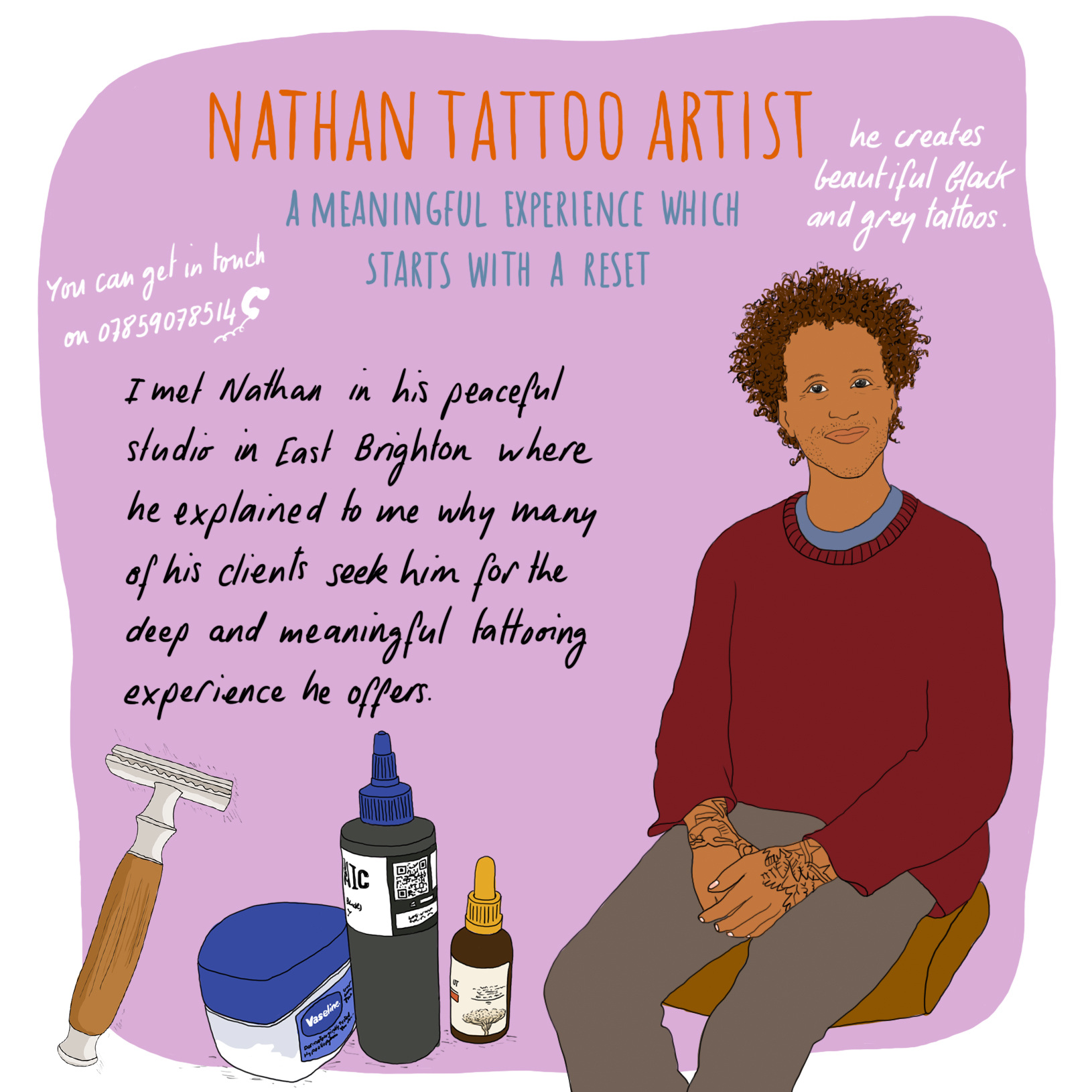 Nathan - Tattoo Artist - Claire Rollet illustrator