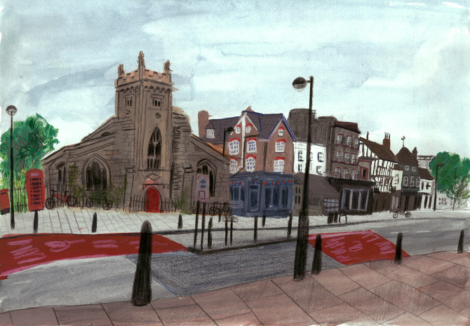 Observational drawing - Landscape / Architecture - Farah Iqbal Illustration