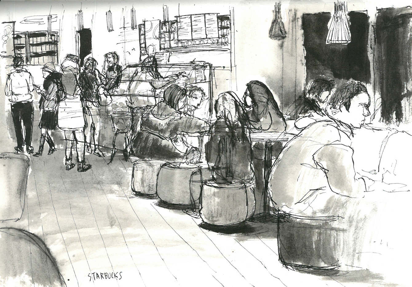 Observational drawing - People - Farah Iqbal Illustration