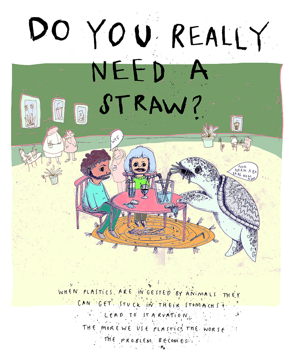 Plastic Straws - Cherry Harris Illustration