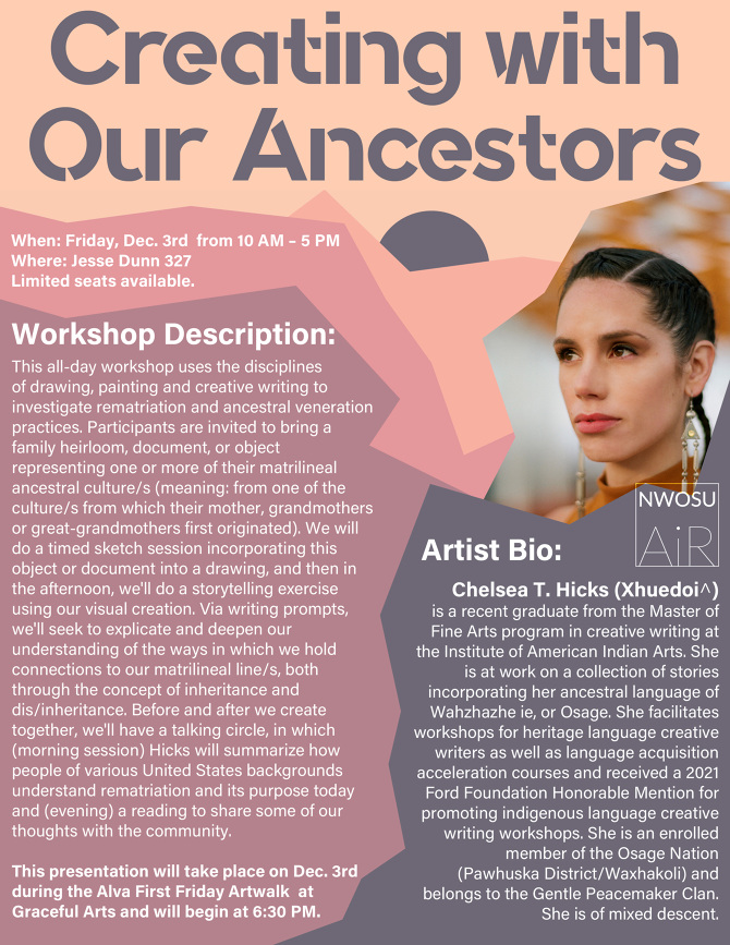Chelsea T. Hicks, Nov 2021 - NWOSU Artist-in-Residence Program