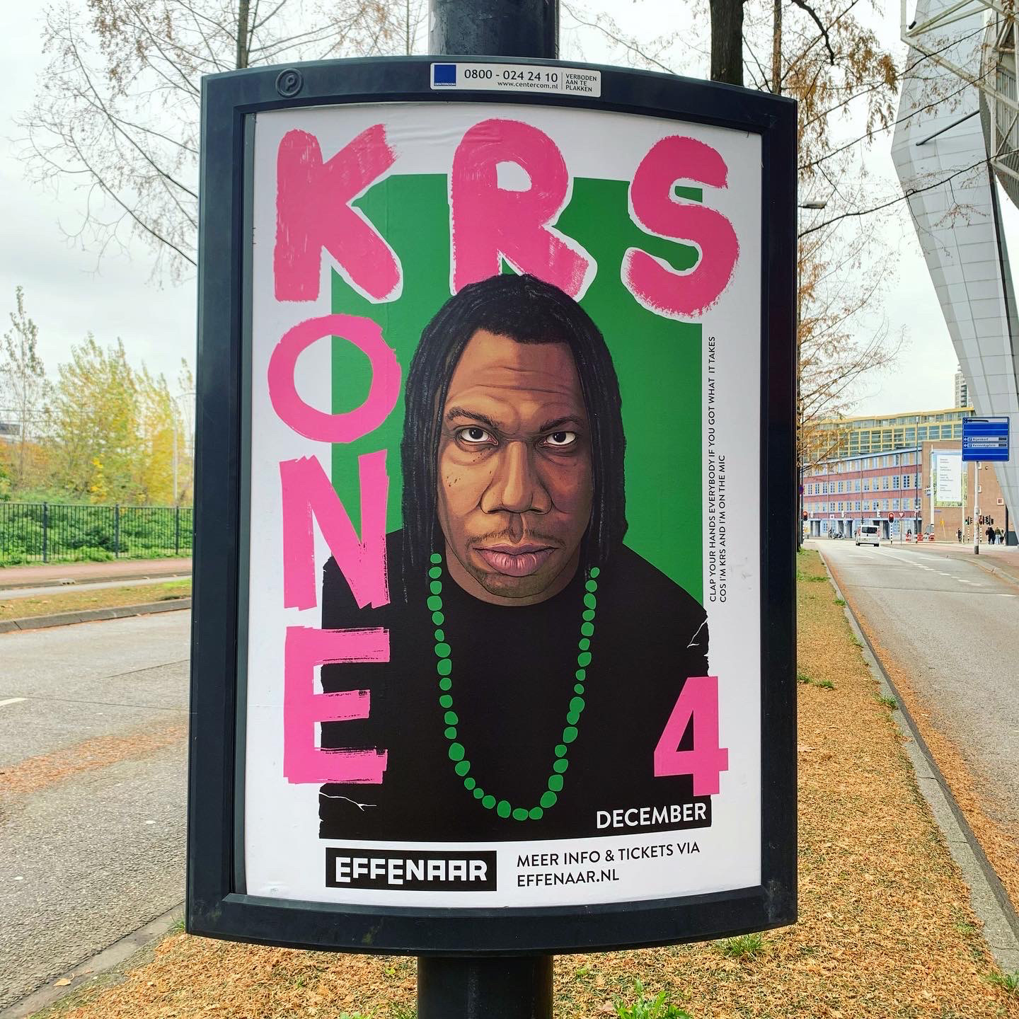 Poster design effenaar krs-one voor de Effenaar - club studio