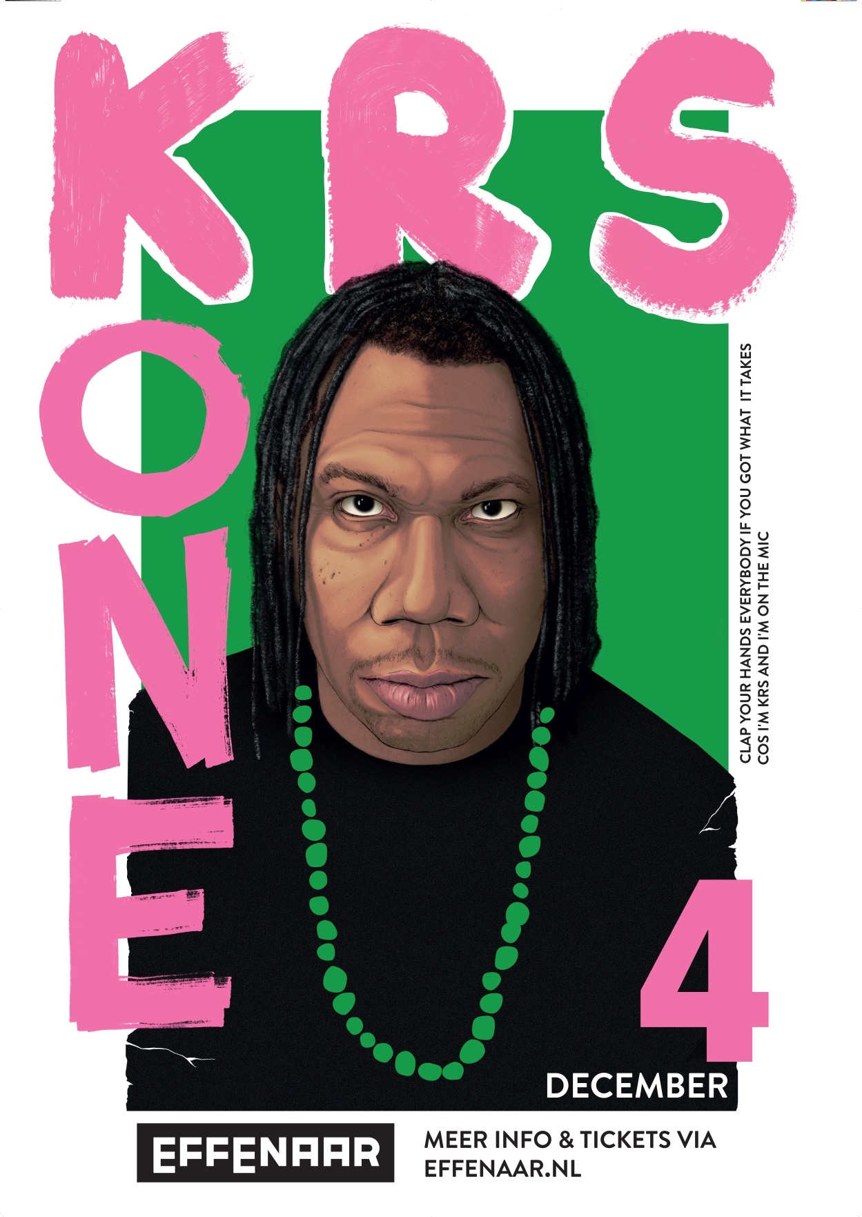 Poster design effenaar krs-one voor de Effenaar - club studio