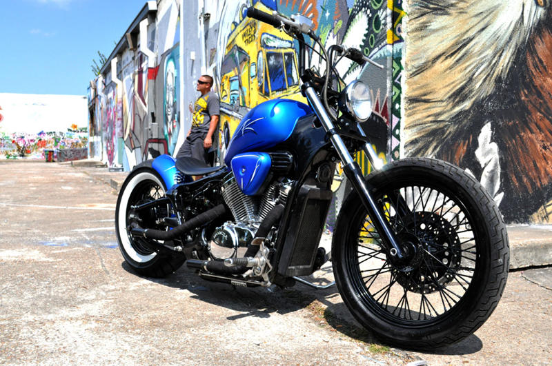 CANDY BLUE SATIN BOBBER - HOUSTON RETRO BOBBERS