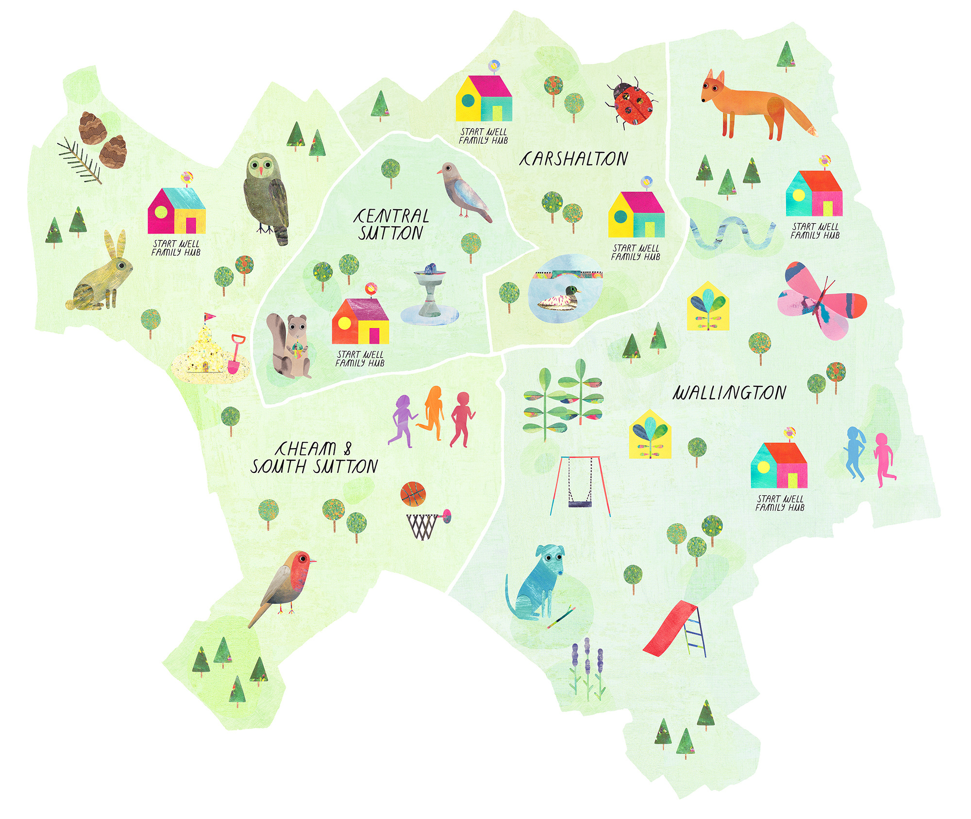 Sutton Council Map - Lianne Harrison Illustration