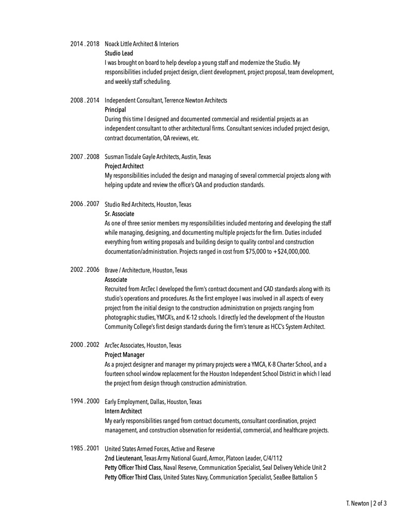 Contact Information & Resume - Terrence Newton