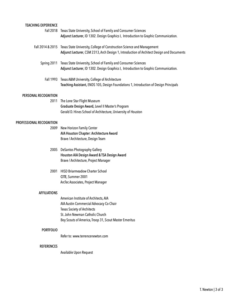 Contact Information & Resume - Terrence Newton