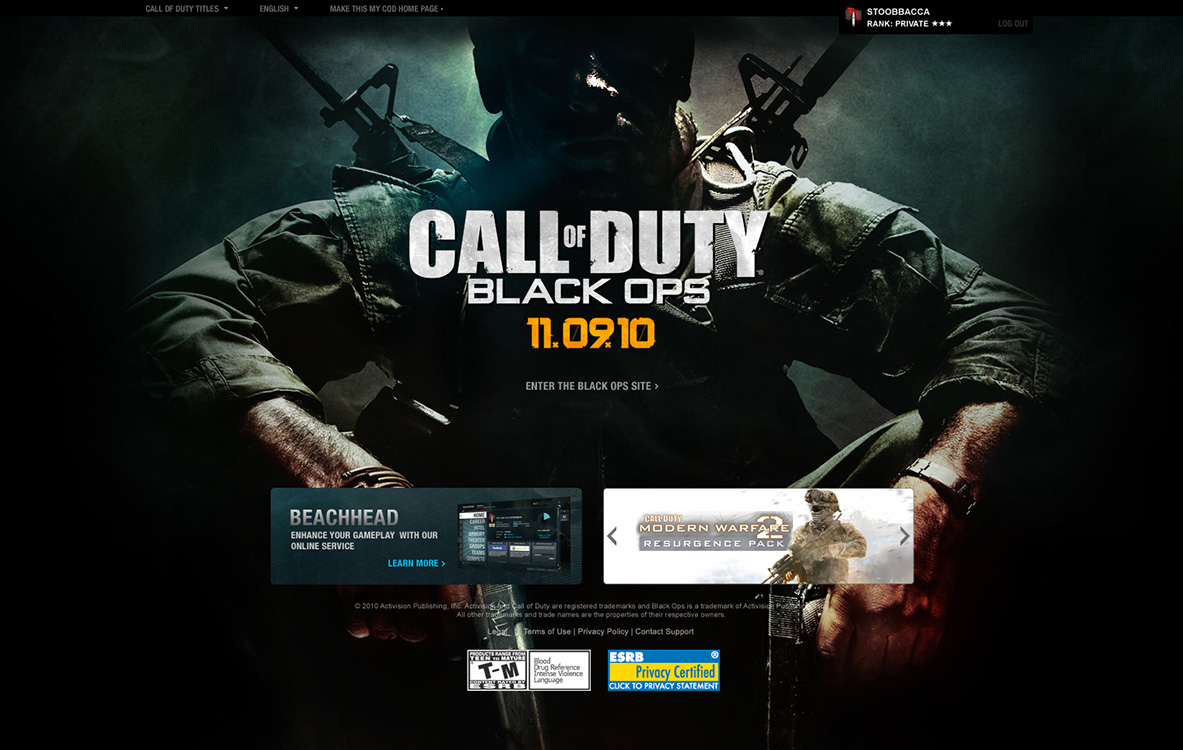 Call of Duty: Black Ops Website - Alex Louie - Freelance Interactive ...