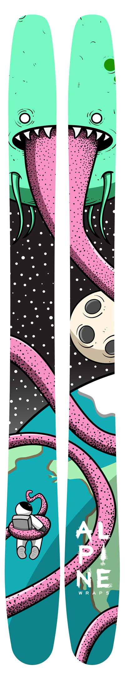Alpine Wraps Ski Wrap Design - alfredoMonster Illustration
