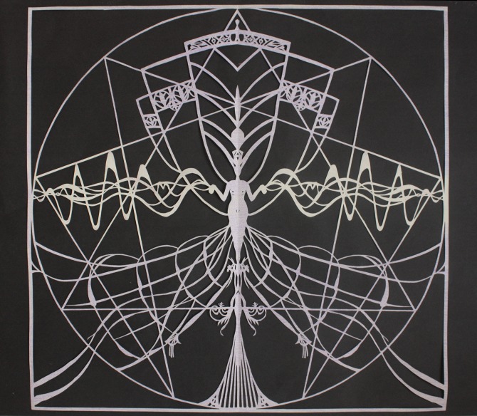 TEMPLE and GODDESS are two of three music-inspired paper cutouts ...