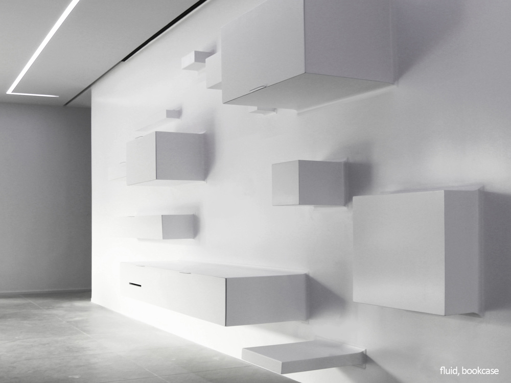 Fluid and Aluminium. Design, bookcases - raoul.gilioli