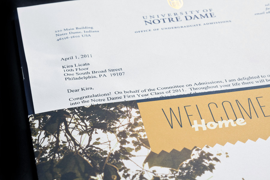 Notre Dame Acceptance Packet - Jenny Tondera | Art Direction & Design