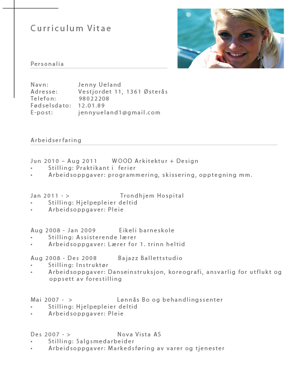 Curriculum Vitae (norwegian) - Jenny Ueland