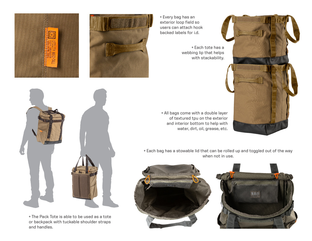 5.11 Load Ready Utility Bag Line - Justin Chambers | Industrial Designer