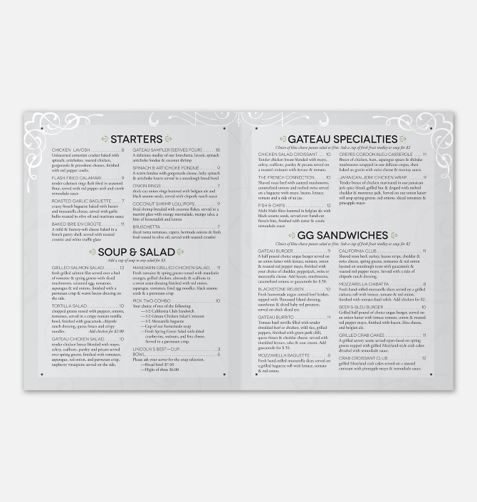 Green Gateau menu - madelynn jager