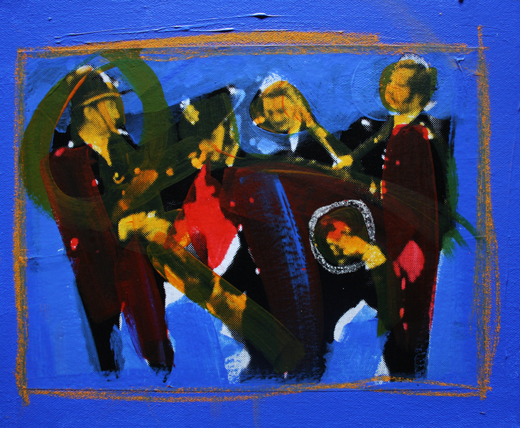 The Police - Collage, Acrylic and Spraypaint on Canvas - Marc Lawrence Art