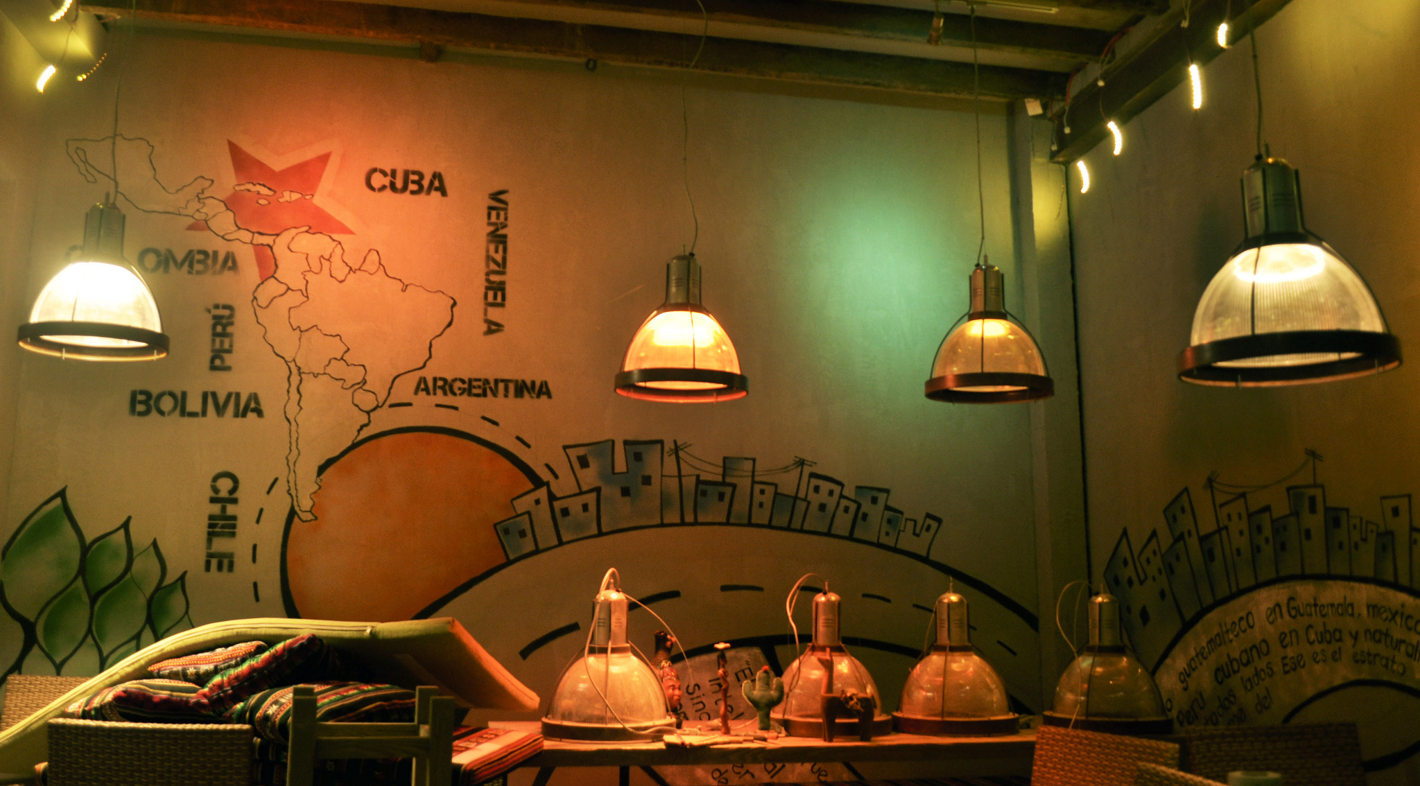 La Paz Cafe Bar America Latina: concept design and mural - Gamze Yalcin