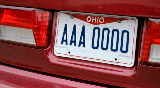 2013 Ohio License Plate - Aaron Eli