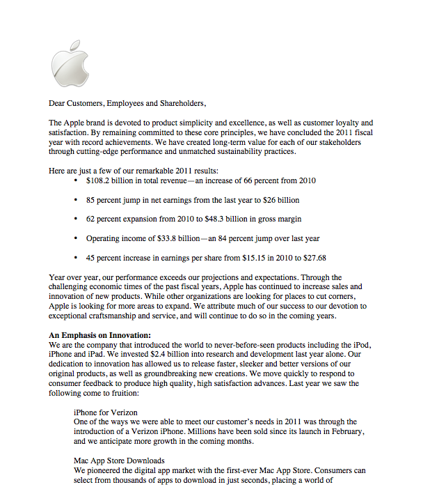 Apple Shareholder Letter - Lauren Osborn's Online Portfolio