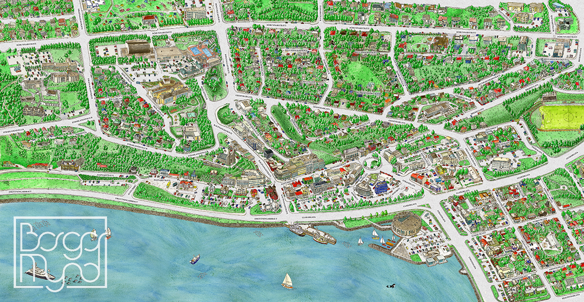 Map of Akureyri, Iceland - Borgarmynd