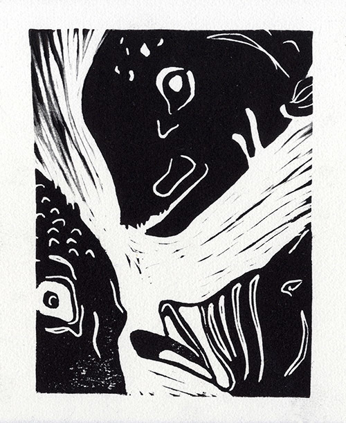Fish: Linocut and Silkscreen - Helen Woolston