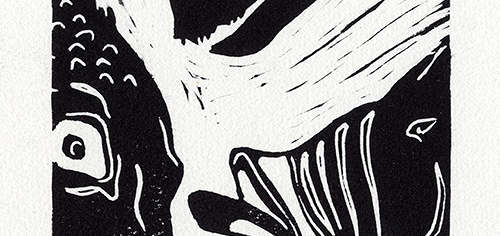 Fish: Linocut and Silkscreen - Helen Woolston