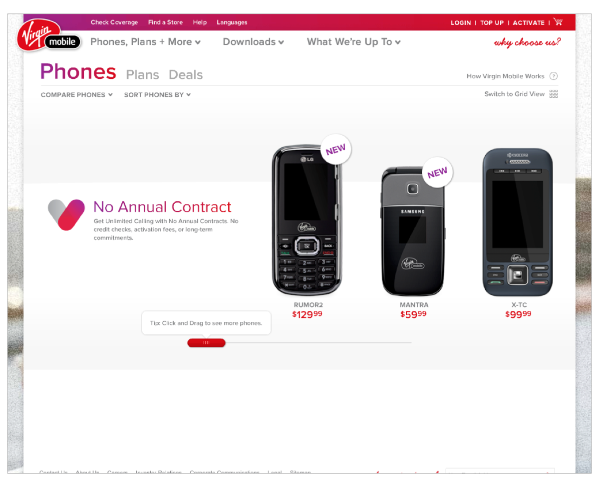 Virgin Mobile Website - Abby Bridges UX Portfolio