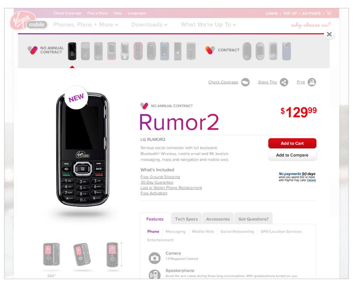 Virgin Mobile Website - Abby Bridges UX Portfolio