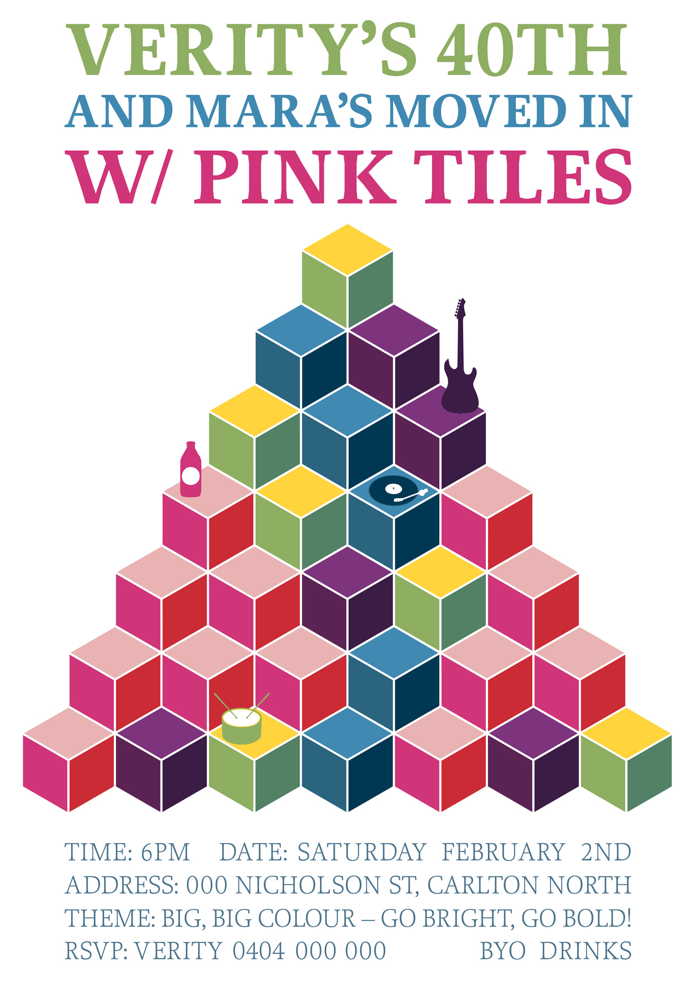 Pink Tiles Gig Poster - Greg Tippett