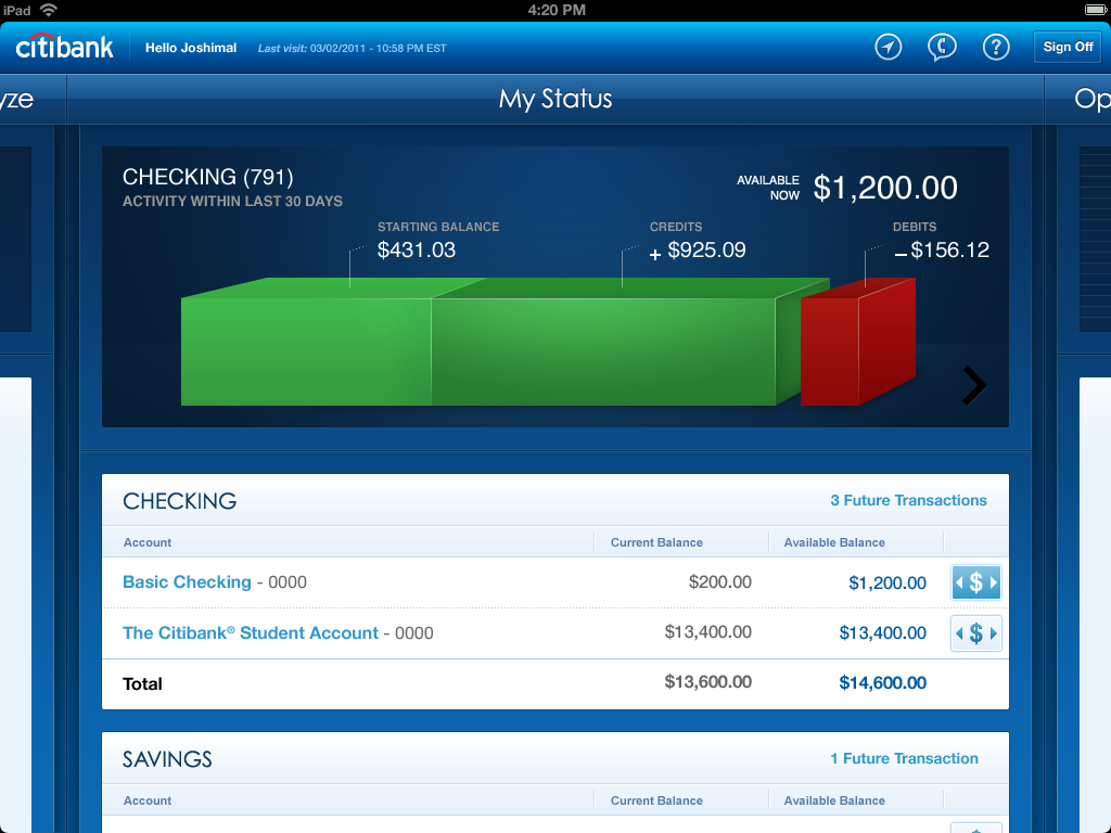 Citibank for iPad - Yvonne So - UX Designer