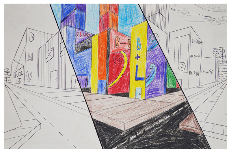 HS Art | 2pt Perspective Cityscape - Fred Lee