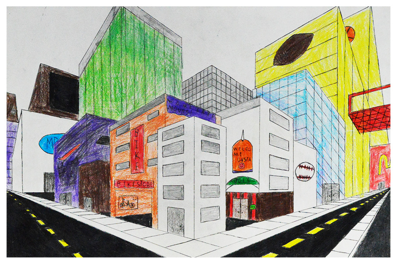 HS Art | 2pt Perspective Cityscape - Fred Lee