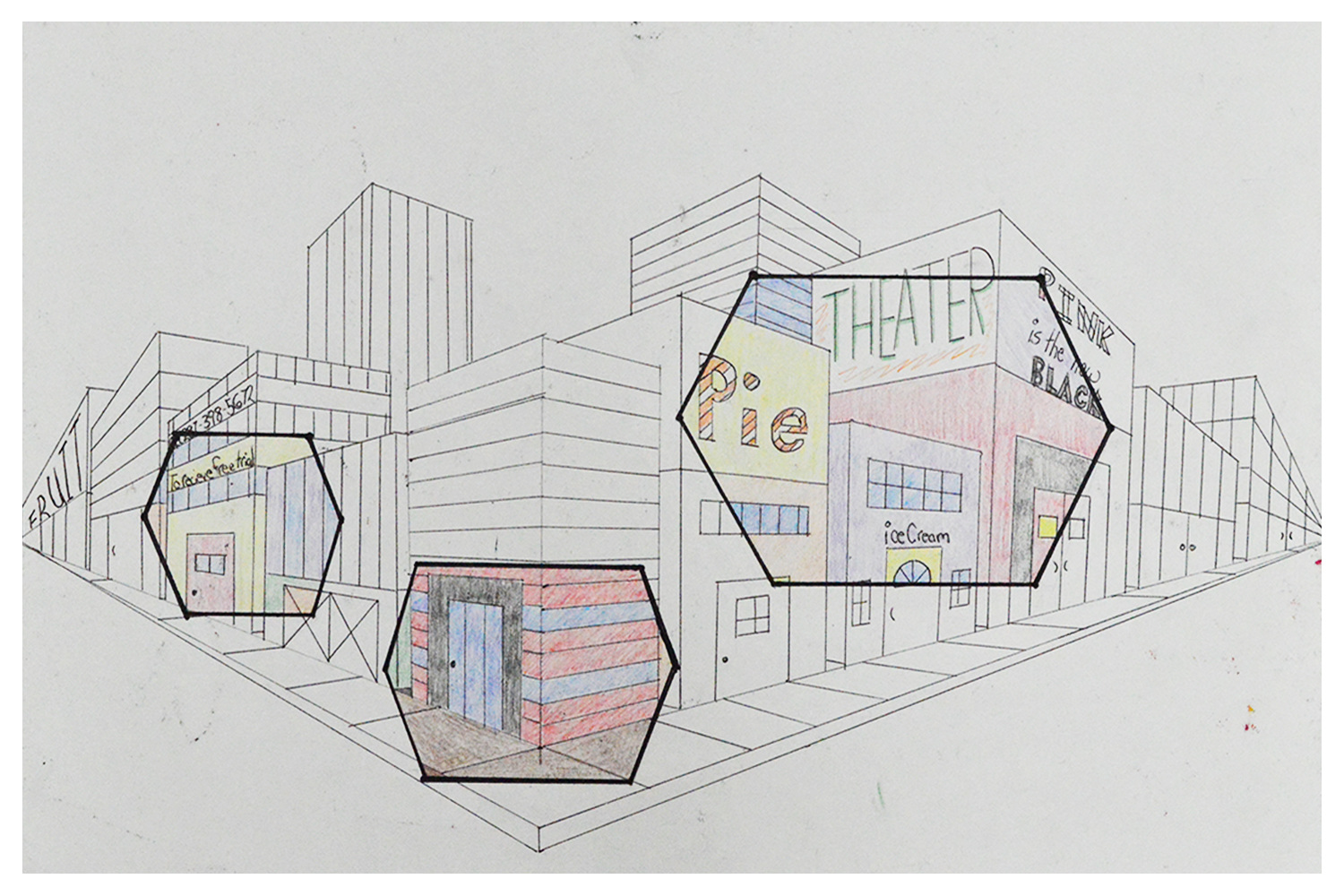 HS Art | 2pt Perspective Cityscape - Fred Lee