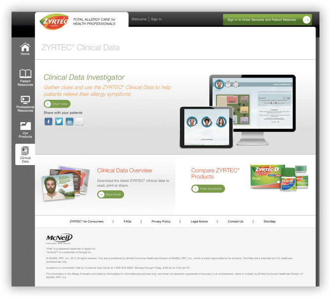 Zyrtec Professional Website - Clara Lee - Graphic Design