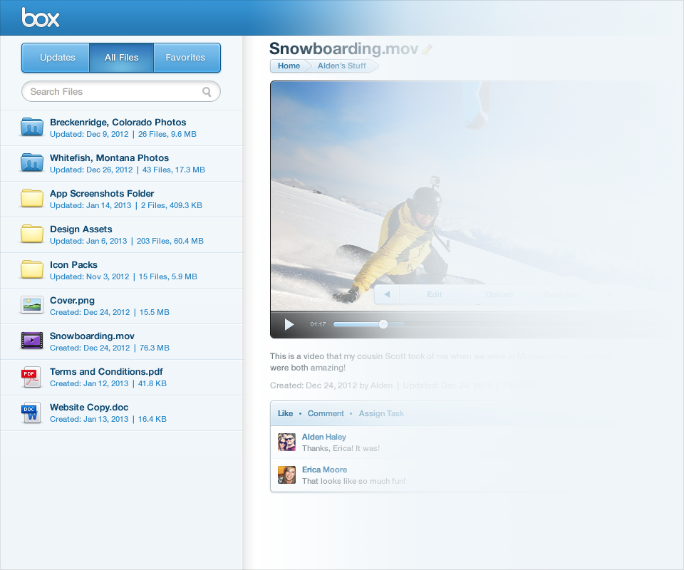 Box.com File Browser Redesign - The Portfolio of Alden Haley