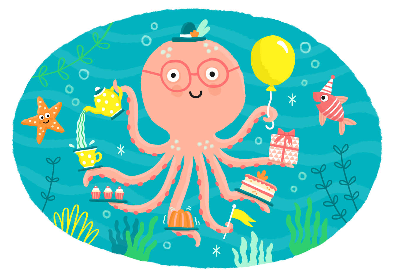 Octopus' Birthday - Sophie Foster Illustration