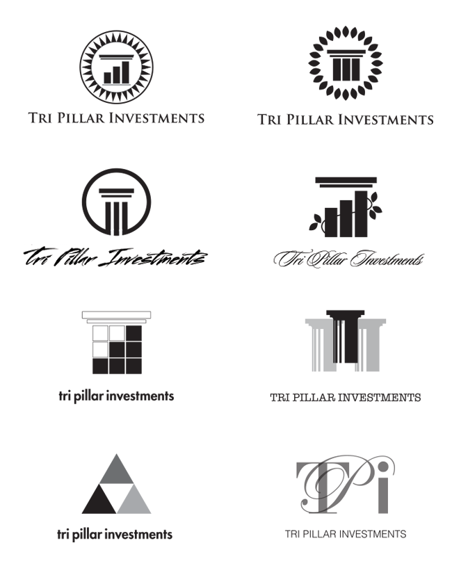 Tri Pillar logo options - Joel Storey Design