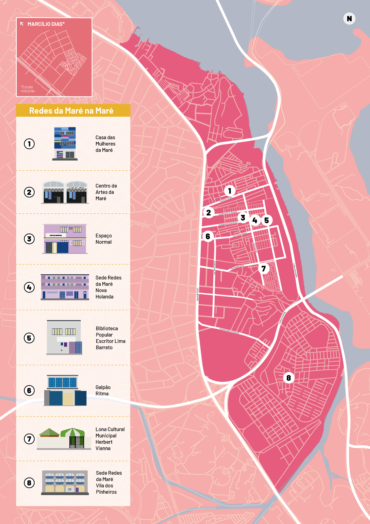 An illustrated map of Maré - Bruna Montuori