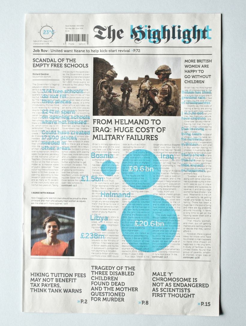 Self Initiated: Highlight newspaper - Sarah Kettle