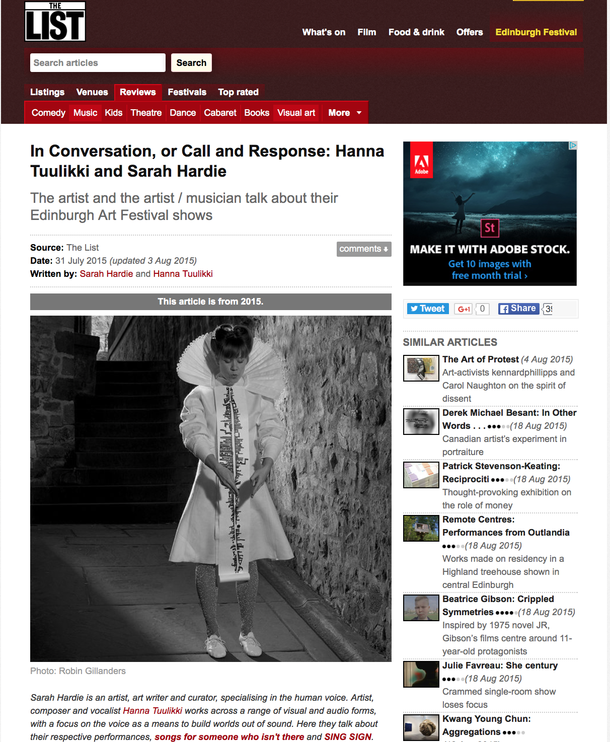 Bio and Press - sarah hardie