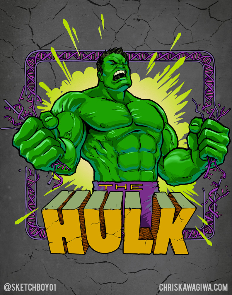 Gamma Blasted Hulk - Chris Kawagiwa Illustration