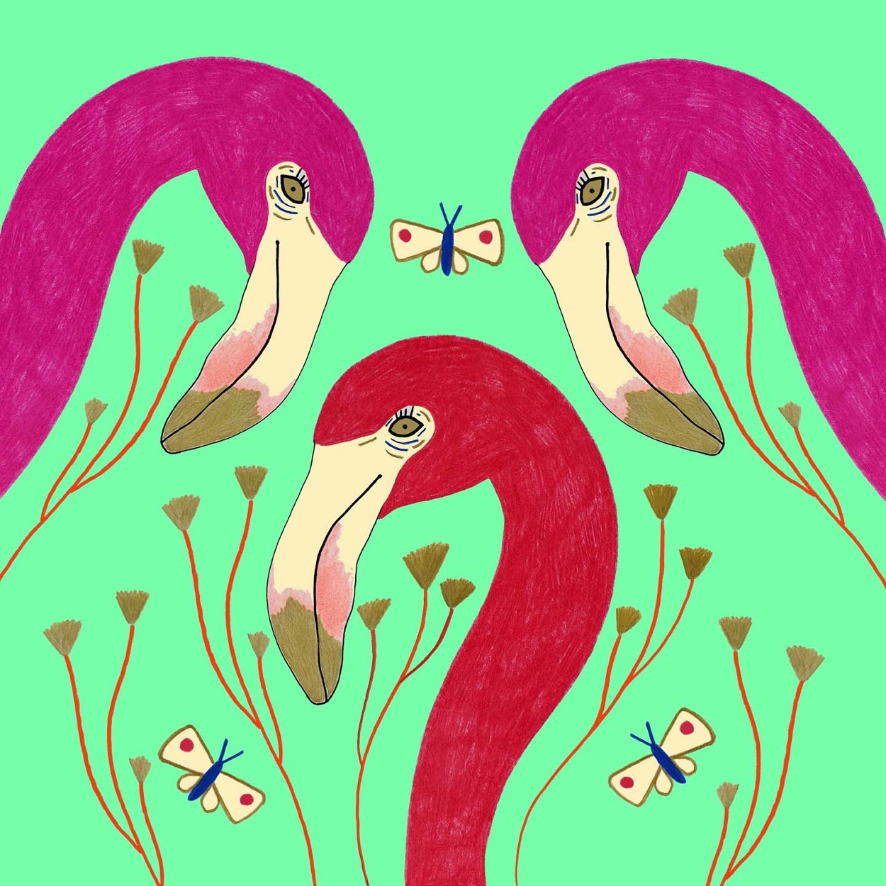 flamingo art, flamingo illustration, flamingo design, birds, artist ...