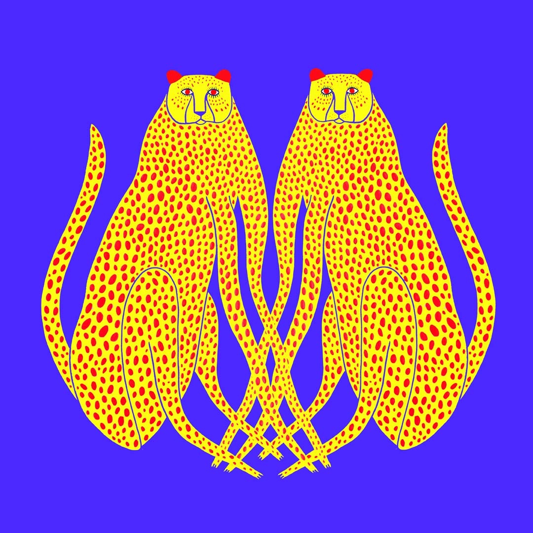 cheetah illustration, art print, design, animal art, pattern ...