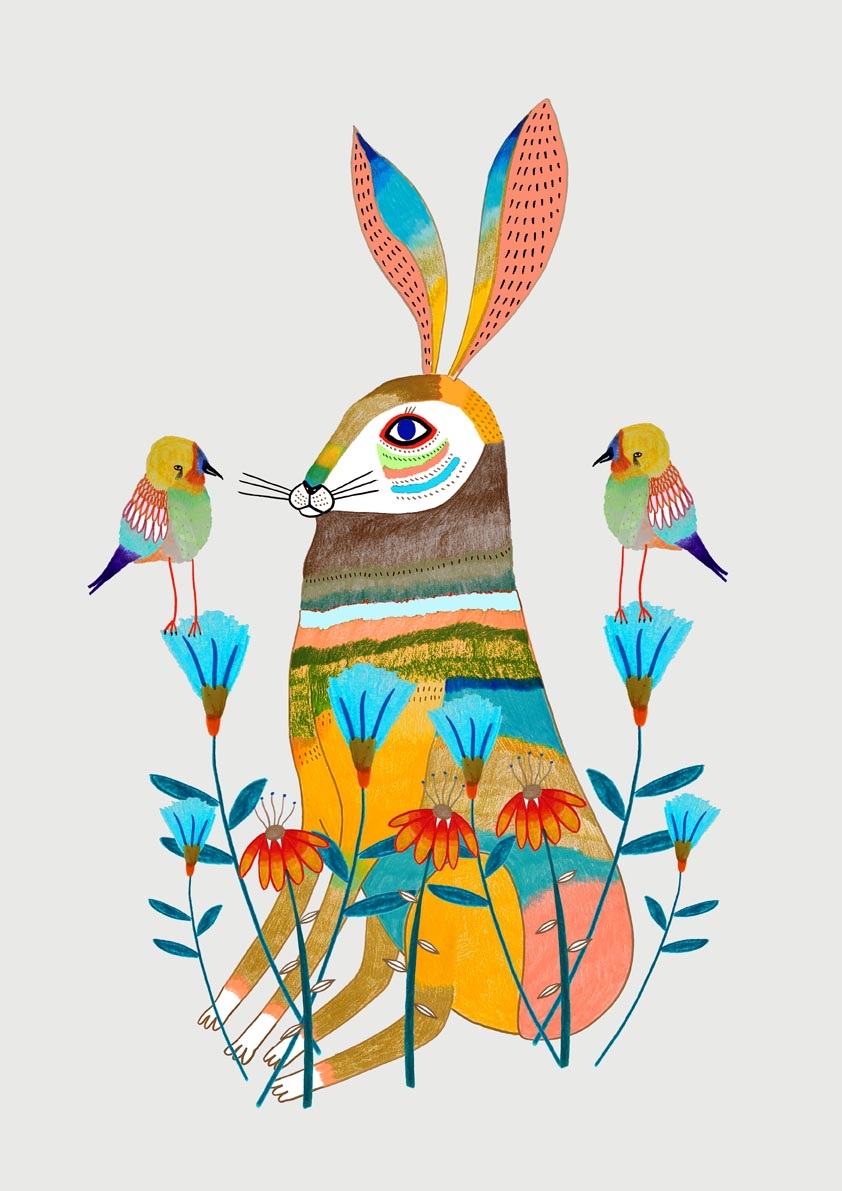 hare illustration, rabbit art, rabbit illustration, animal art, animal ...