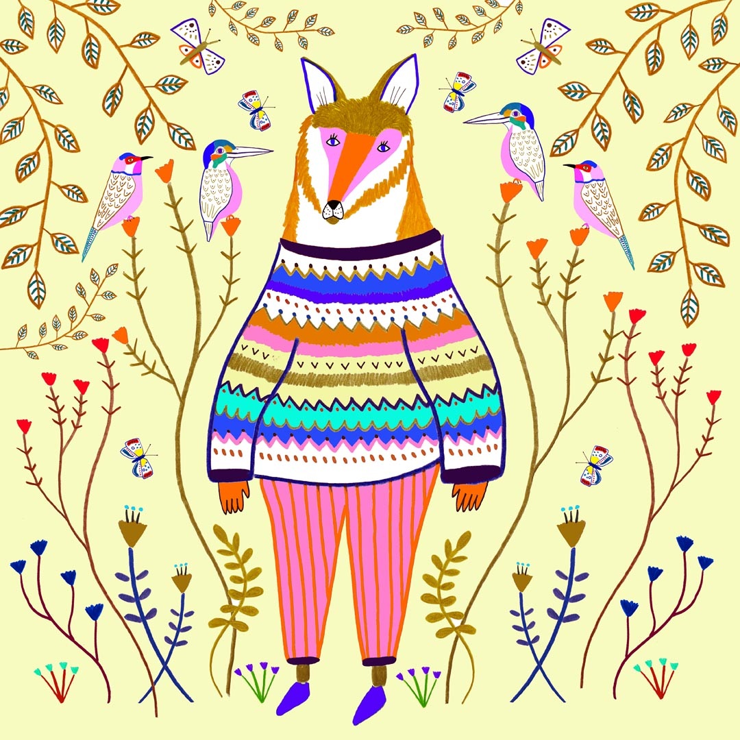 fox illustration - fox art - animal art prints - art for children ...